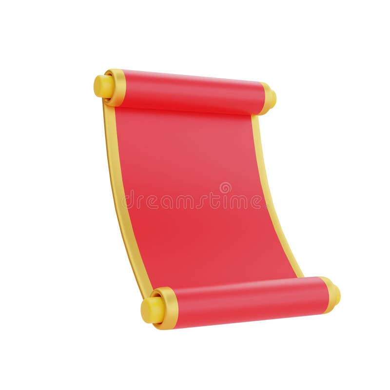 3D Red Ancient Scroll Isolated, Decoration for Chinese New Year ...