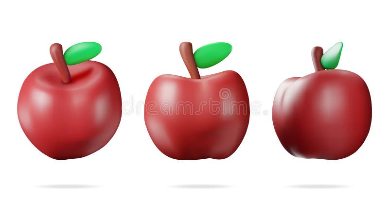 3d Red Apple Fruit from Different Angles Stock Vector - Illustration of ...