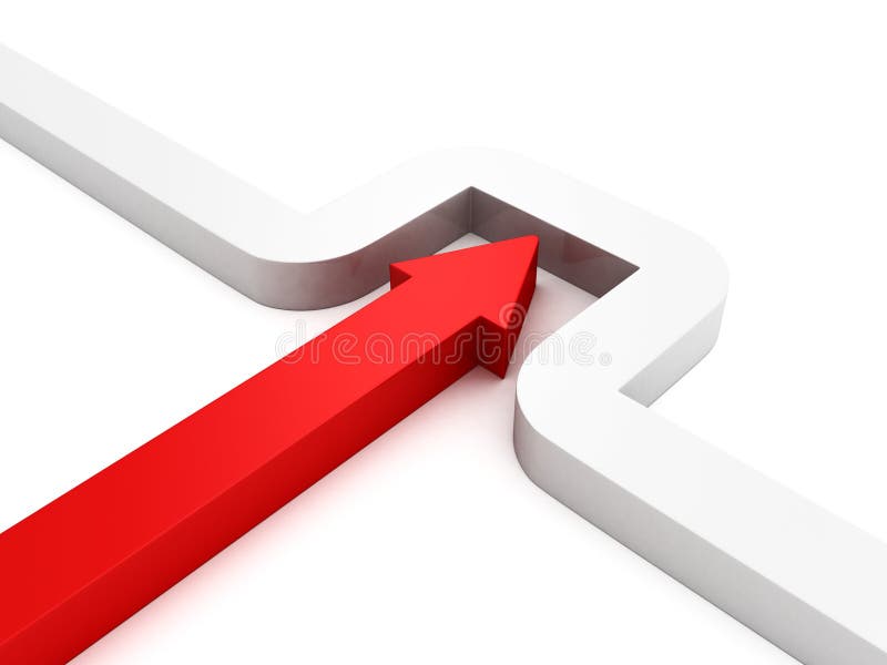 3d Red Arrow Curve the Wall Stock Illustration - Illustration of arrow ...