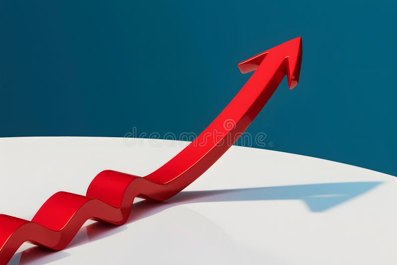 3D Red Arrow on White Surface, Representing Ascension and Growth Stock ...