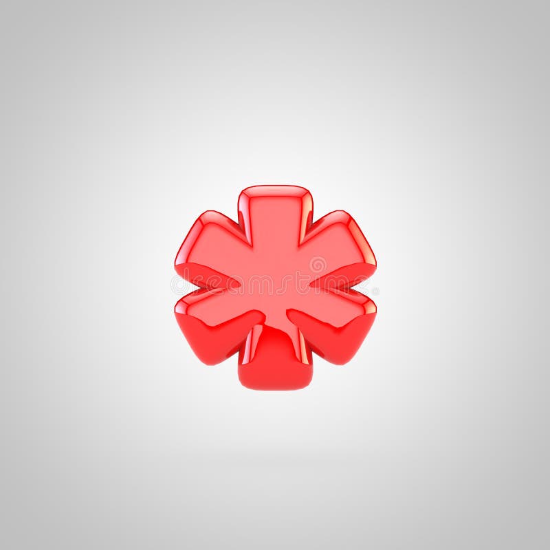 3D Red Asterisk Symbol Isolated White Background Stock Illustration ...