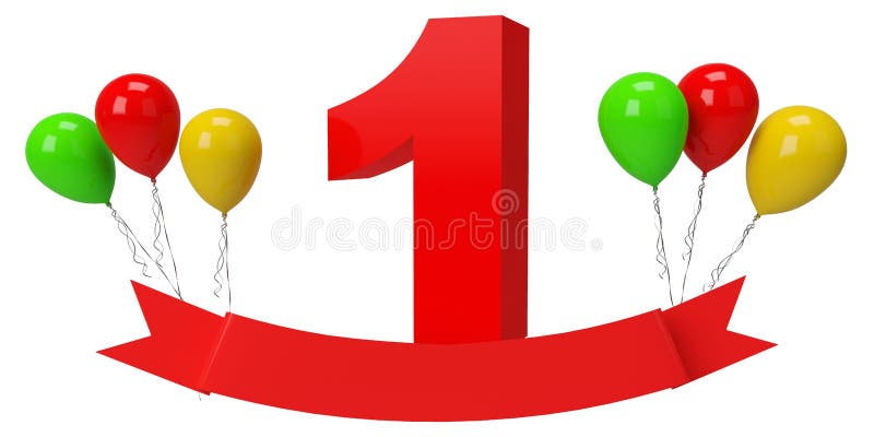 3D Red Ballon Template for Poster with One Number Stock Illustration ...