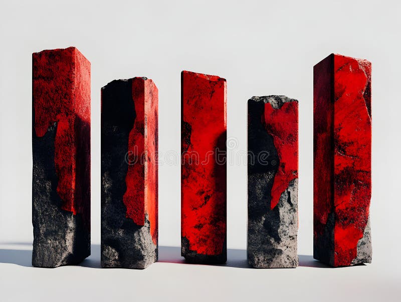 3D Red Bar Chart with Rough Texture – Symbolizing Economic Changes ...