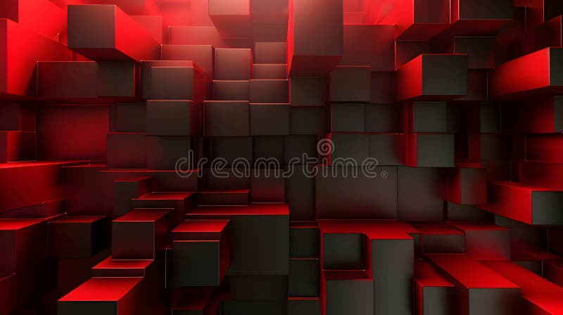 3D Red and Black Cubes As Abstract Background Wallpaper Stock Vector ...