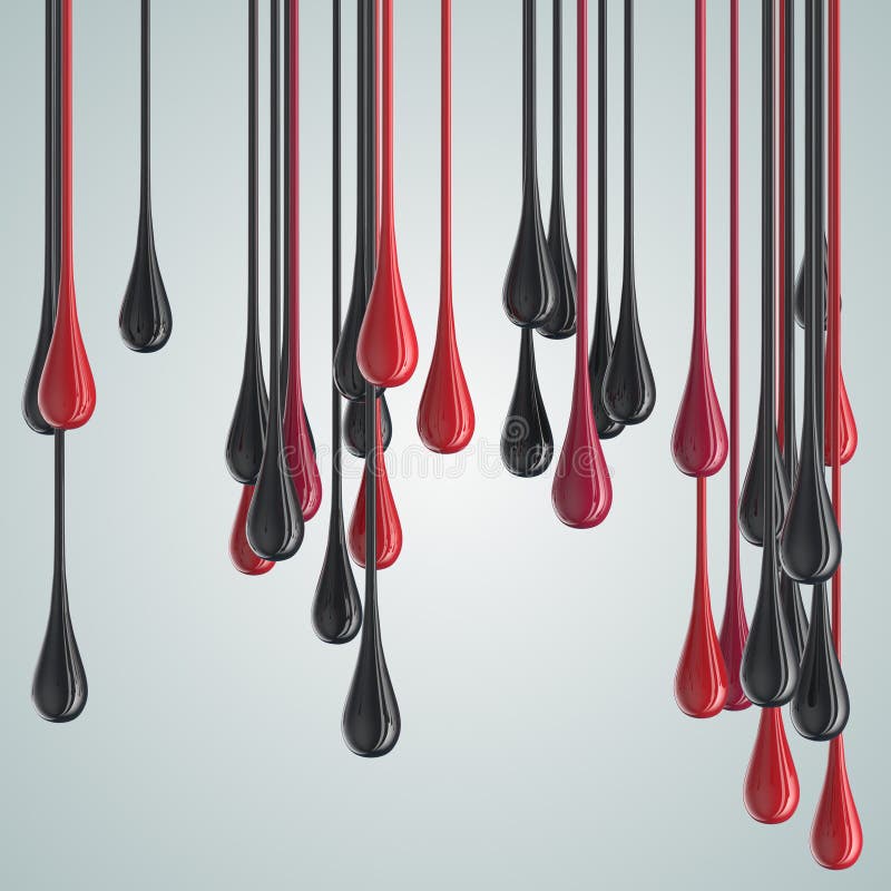 3D Red and Black Glossy Paint Drop Blobs Stock Illustration ...
