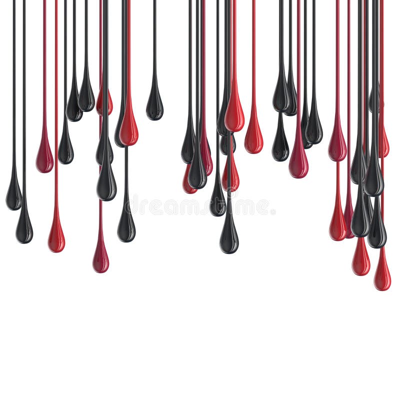 3D Red and Black Glossy Paint Drop Blobs Stock Illustration ...