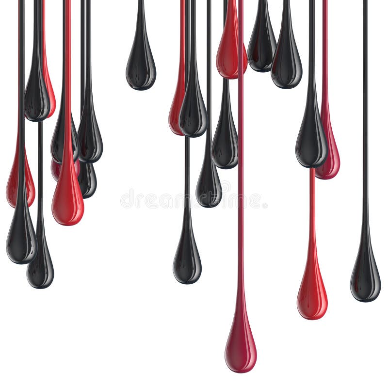 3D Red and Black Glossy Paint Drop Blobs Stock Illustration ...