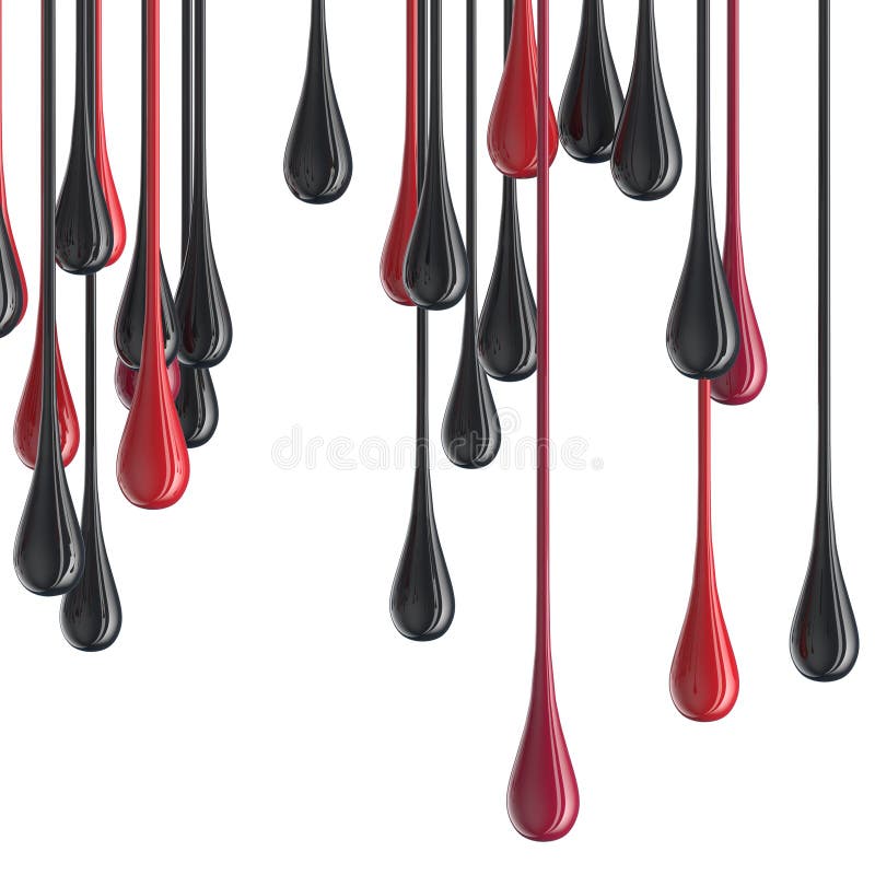 3D Red and Black Glossy Paint Drop Blobs Stock Illustration ...