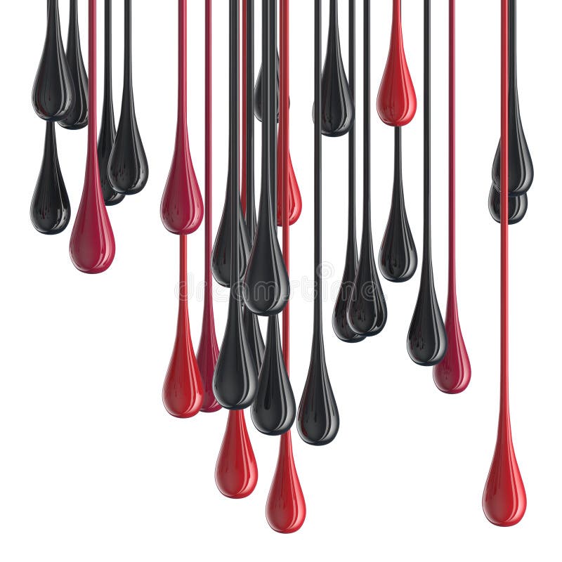 3D Red and Black Glossy Paint Drop Blobs Stock Illustration ...