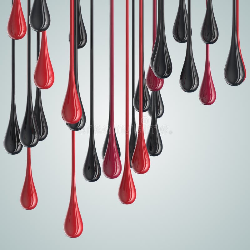 3D Red and Black Glossy Paint Drop Blobs Stock Illustration ...
