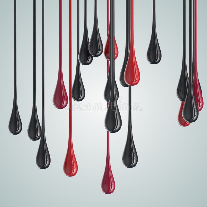 3D Red and Black Glossy Paint Drop Blobs Stock Illustration ...