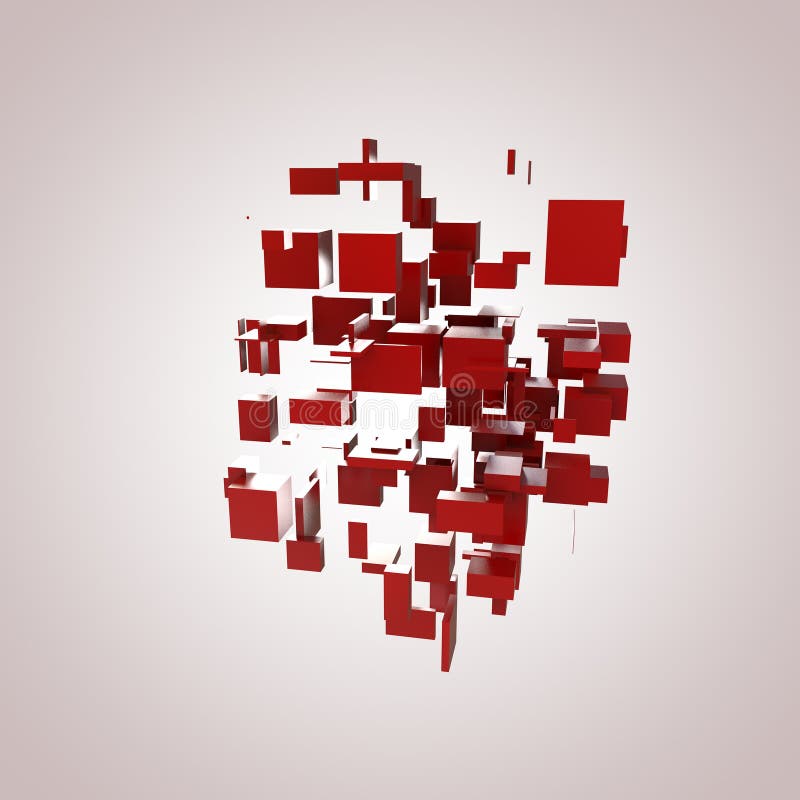 3D Red Blocks stock illustration. Illustration of explode - 44692753