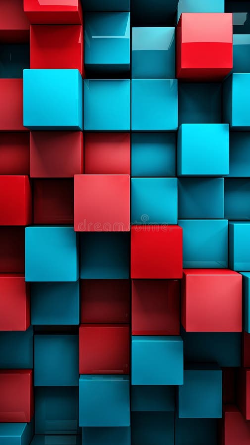 3d Red and Blue Cubes Wallpapers Stock Illustration - Illustration of ...