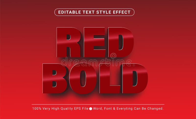 3D Red Bold Text Effect, Editable Text Effect Stock Vector ...