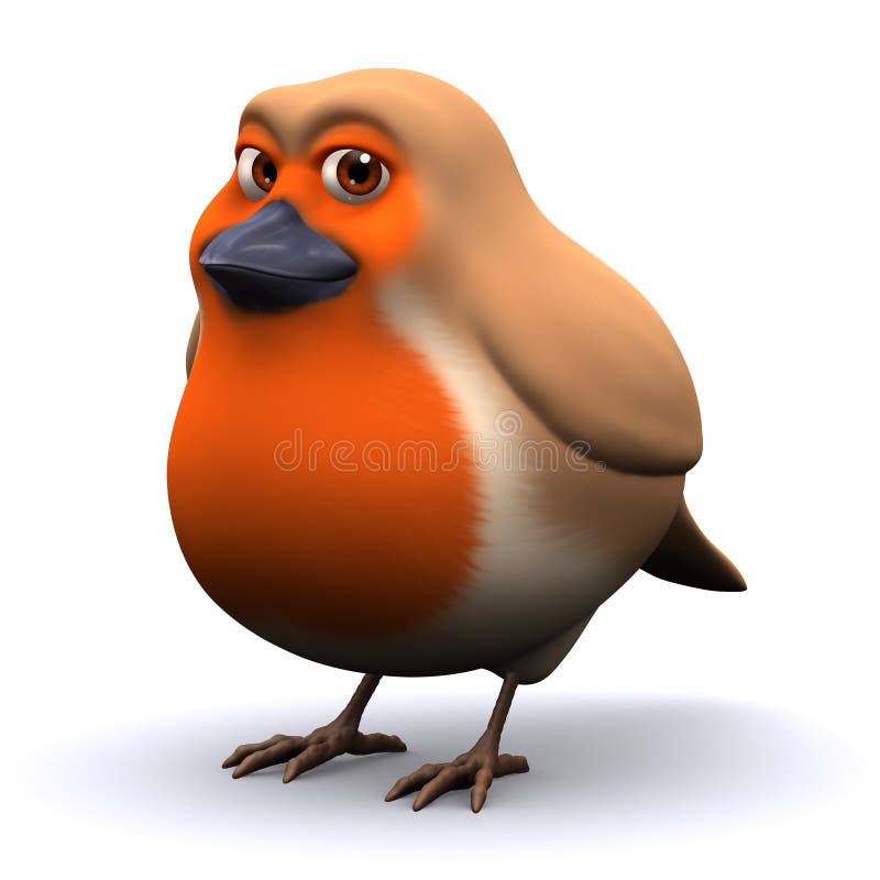 3d Red breasted robin stock illustration. Illustration of chick - 41458724