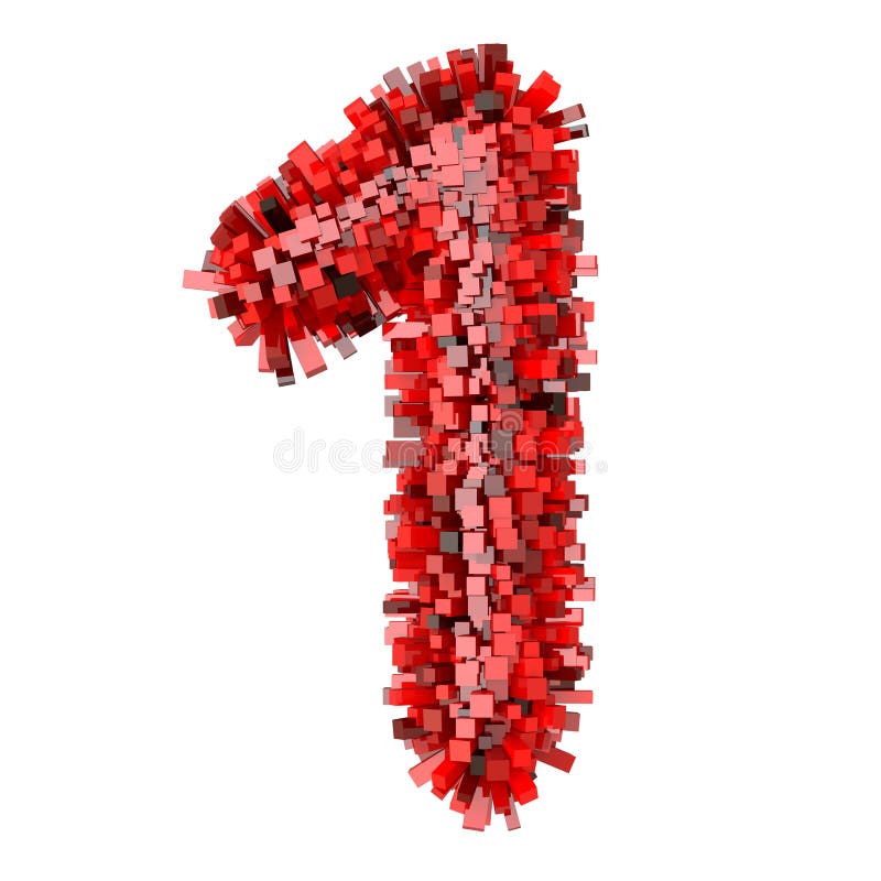3d Red Bricks Creative Cartoon Decorative Number 1 Stock Illustration ...