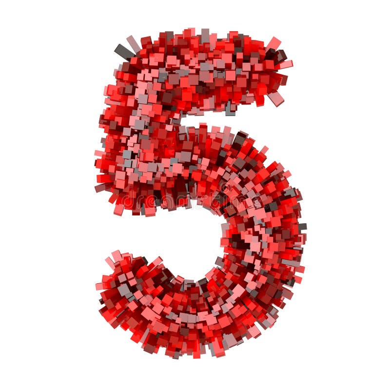 3d Red Bricks Creative Cartoon Decorative Number 5 Stock Illustration ...