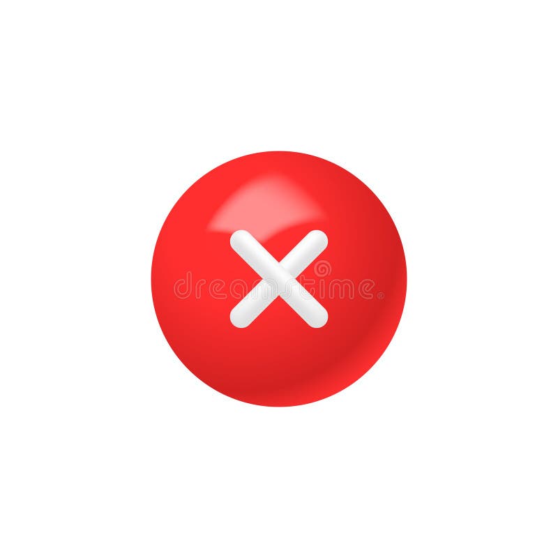 3d Red Cancel, Close Button Isolated on White Background. Stock Vector ...