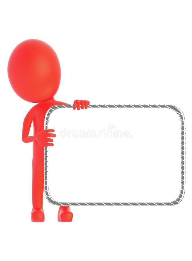 3d Red Character Presenting a Curved Edge Banner Stock Illustration ...