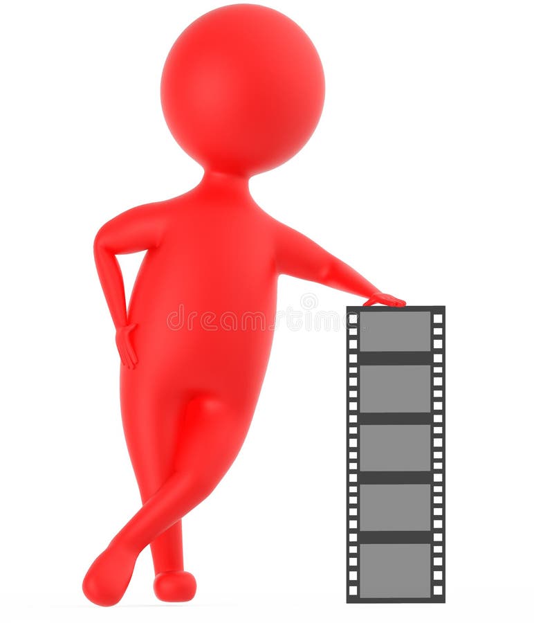 3d Red Character Presenting a Film Strip Stock Illustration ...
