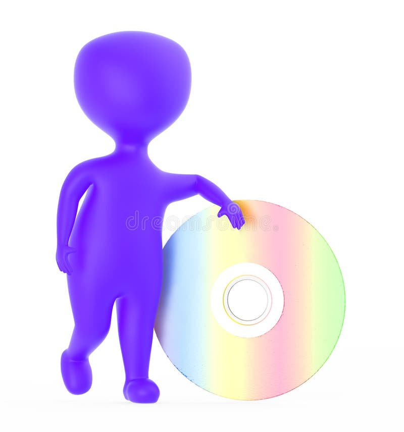 3d Red Character Presenting a Storage Disc Stock Illustration ...