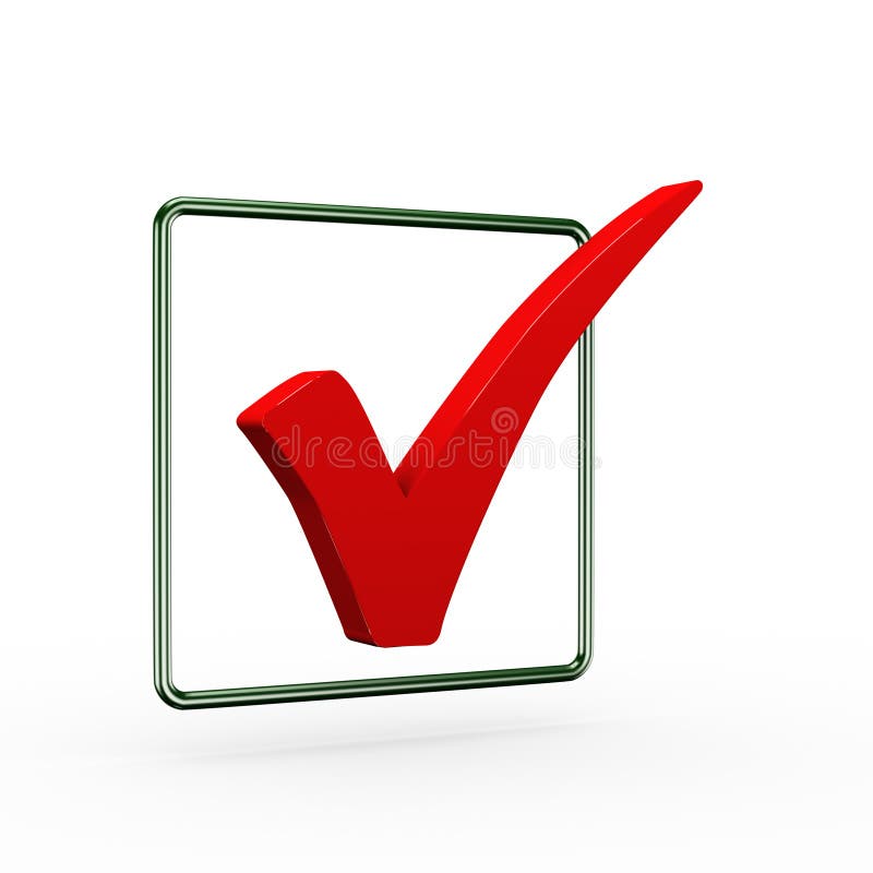 3d red check mark stock illustration. Illustration of survey - 43782664