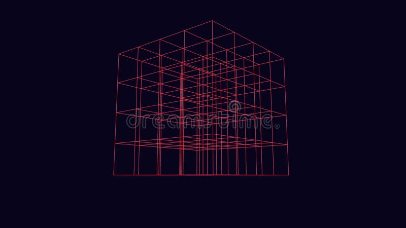 Floating Red Line Cube in a Black Void Stock Footage - Video of futuristic, black: 306408306