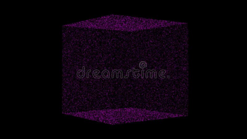 3d Red Cube Object Rotates On Black Background Object Consisting Of Flickering Particles 60 Fps
