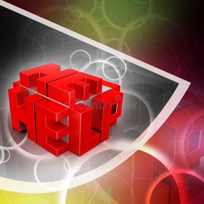 3d Red Cubes with Logo HELP Stock Illustration - Illustration of ...