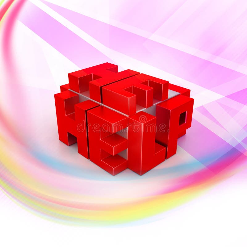 3d Red Cubes with Logo HELP Stock Illustration - Illustration of ...