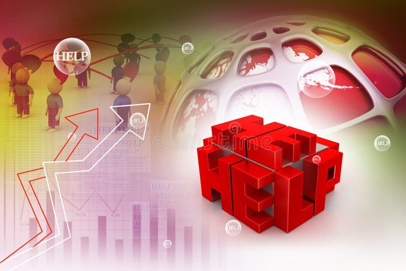 3d Red Cubes with Logo HELP Stock Illustration - Illustration of ...