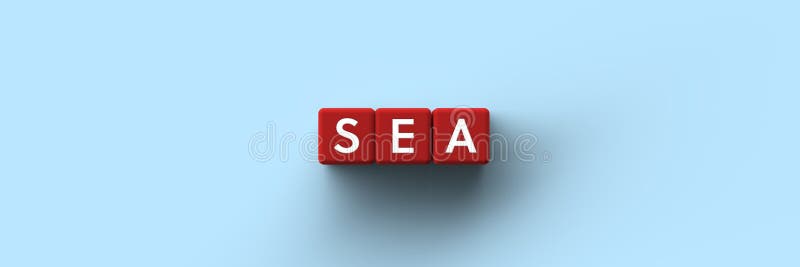 3D Red Cubes with the Word Acronym Sea for Search-engine-advertising ...