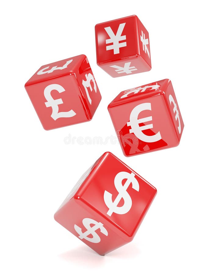 3d Red Currency Symbol Dice Falling Stock Illustration - Illustration ...