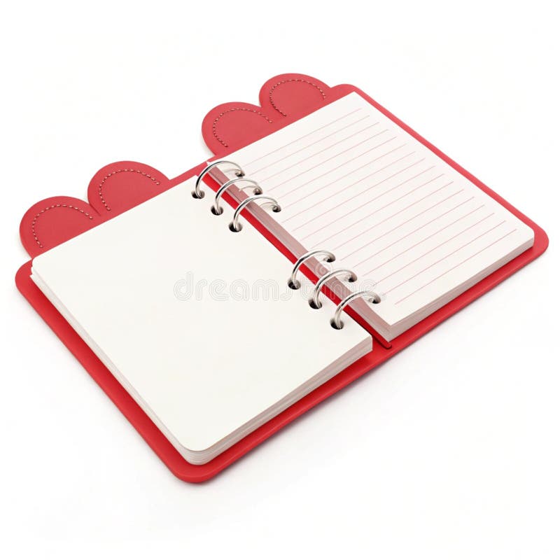 3D Red Cute Empty Notepad Book Stationery for School Isolated on White ...
