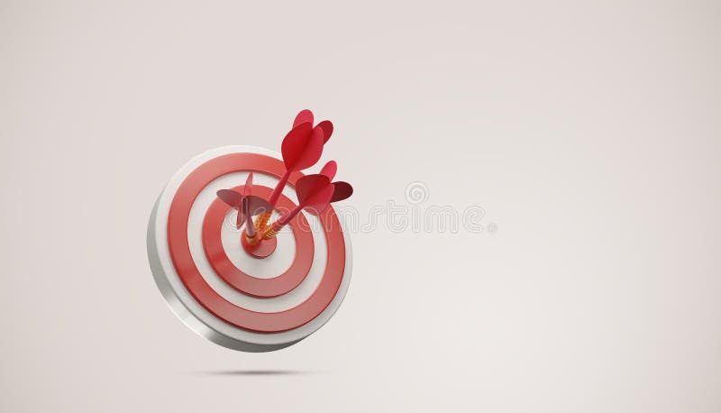 3d Red Dart Arrows Hitting on the Target Stock Illustration ...