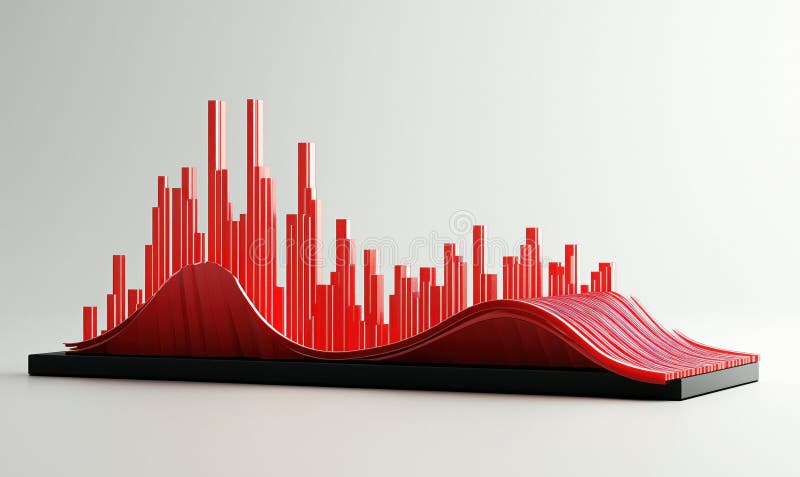 3d Red Data Visualization Model Representing Statistical Distribution