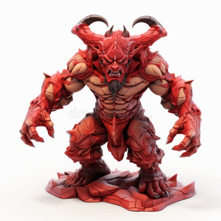 3d Red Demon Model: Multi-layered Isometric Figure with Harsh Realism ...