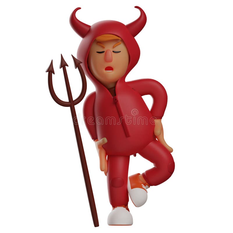 3D Red Devil Cartoon Picture Showing a Stands Sideways Stock ...