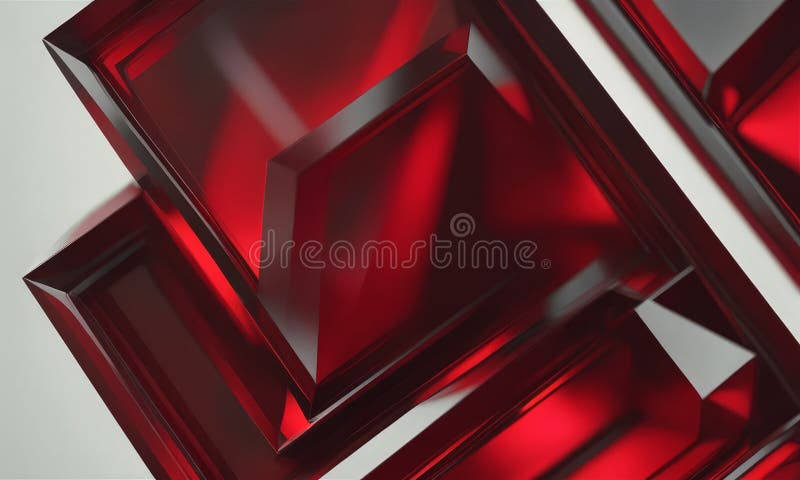 3D Red Diamond-shaped Object with Reflective Surface, Set Against White ...