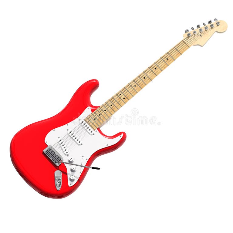 3d red electric guitar stock illustration. Illustration of neck - 44755857