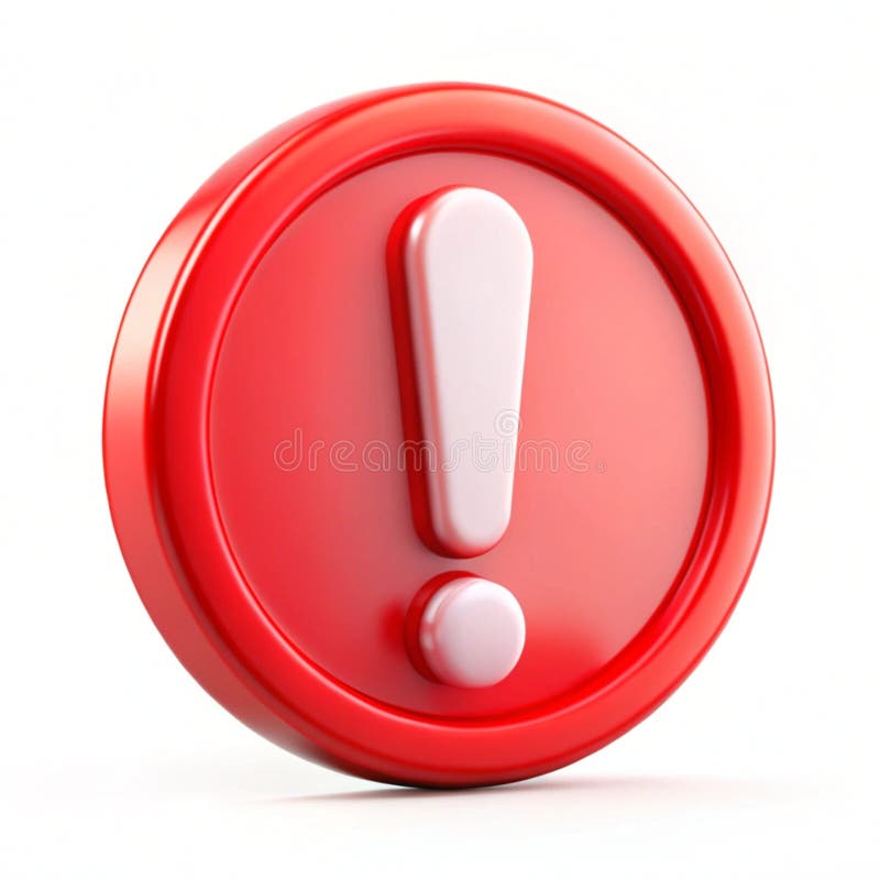3D Red Exclamation Circle Sign Stock Illustration - Illustration of ...