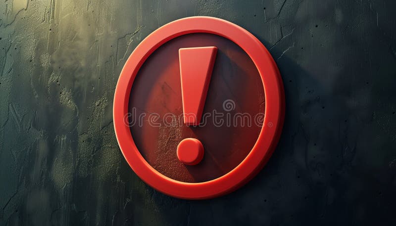 A 3D Red Exclamation Circle Sign Symbolizing Warning, Danger, or Risk ...