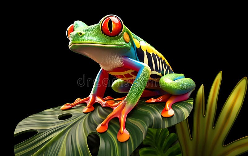 3D Red-eyed Tree Frog Illustration Stock Illustration - Illustration of ...