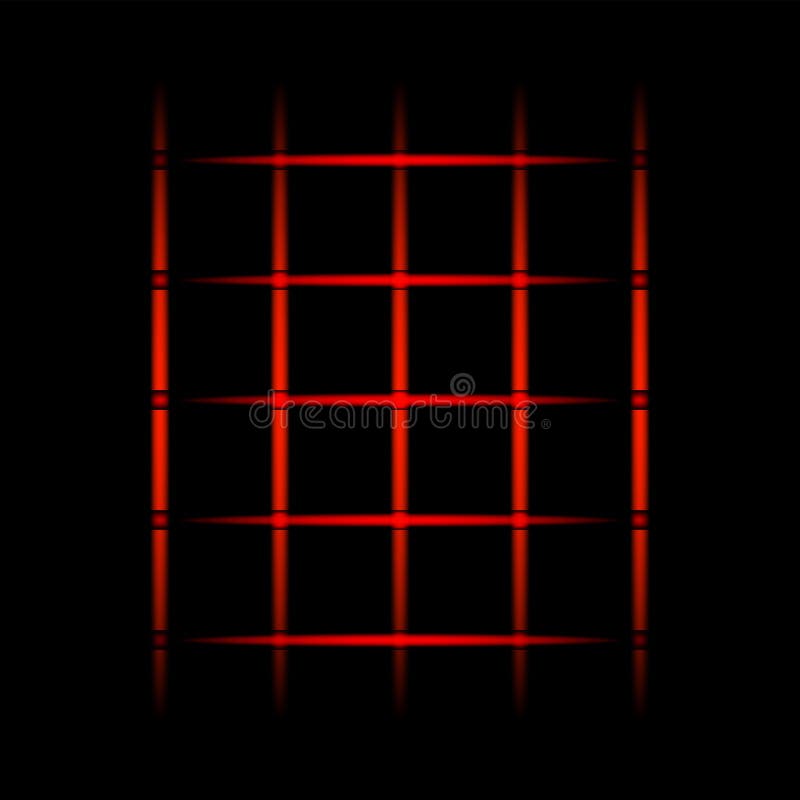 3d Red Fading Neon Light Elements, Lines, Dots, Grid on Black ...