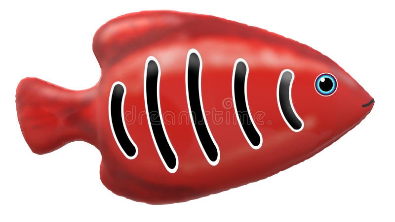 3D Red Fish with White Background Stock Illustration - Illustration of ...