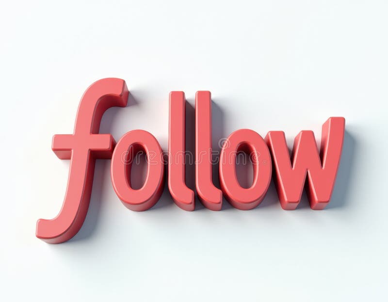 3D Red Follow Text on a White Background Stock Illustration ...