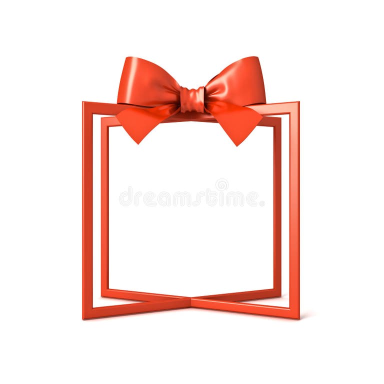 3d Red Gift Box Frame Mockup Stand or Perspective View of Red Present ...