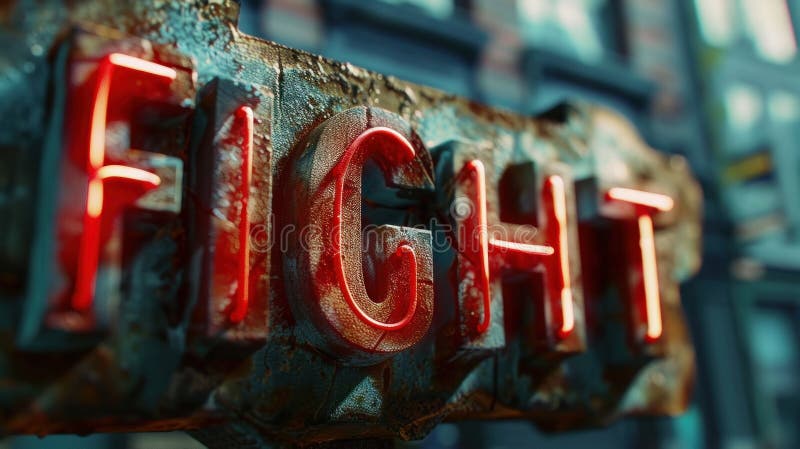 3d Red Glowing Written FIGHT Stock Illustration - Illustration of ...