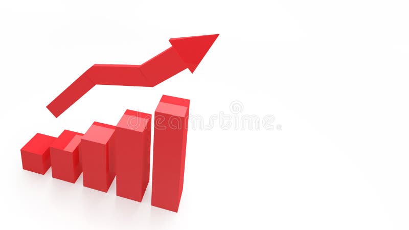 3d RED Graph Showing Rise in Profits or Earnings Stock Illustration ...
