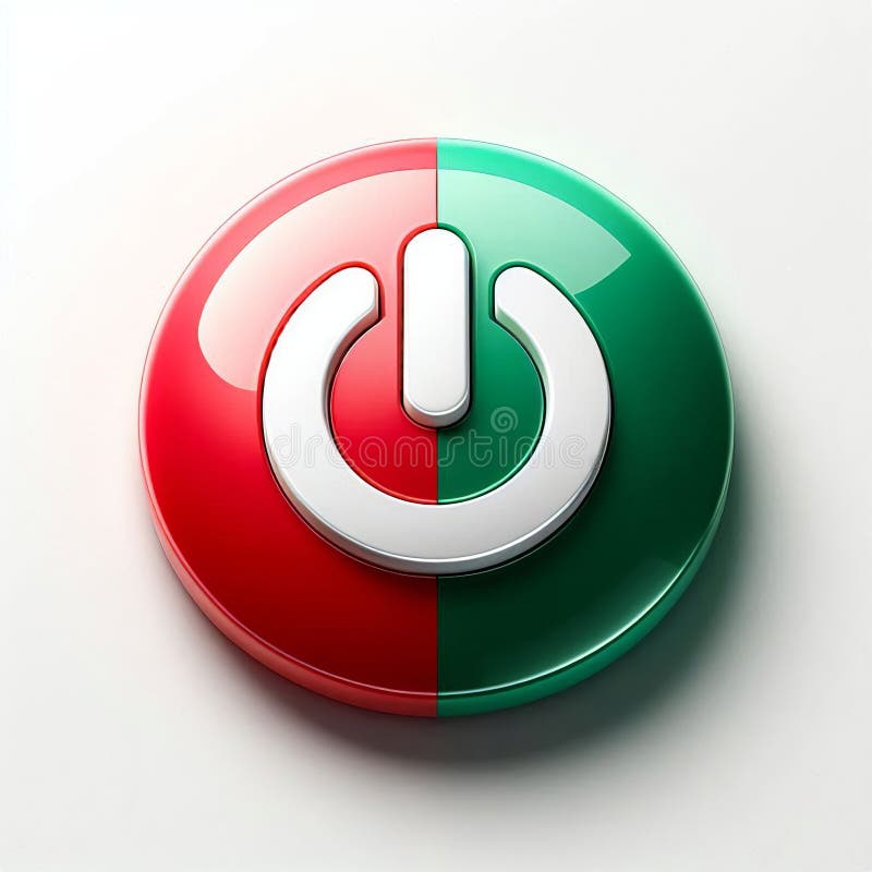 3D Red and Green Power Button Stock Illustration - Illustration of ...